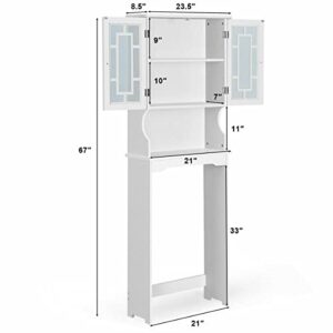 Giantex Over-The-Toilet Bathroom Storage Space Saver W/Adjustable Shelf and 2-Door Collect Cabinet Toilet Storage Organizer Rack (White)