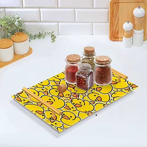 Duck Cartoon Bathroom Vanity Tray Bath Decorative Vanity Tray for Bathroom Counter Serving Organizer Jewelry Plate Holder with Handles Countertop Storage for Table Kitchen