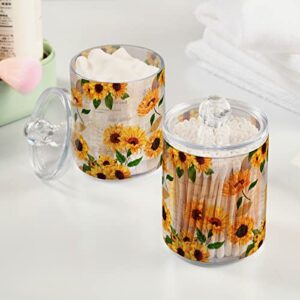 Sletend Plastic Qtips Holder Sunflower Letter Bathroom Container Storage Holder Vanity Canister Jar for Cotton Swabs,Bath Salts,Makeup Sponges,Hair Accessories