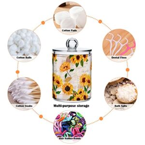 Sletend Plastic Qtips Holder Sunflower Letter Bathroom Container Storage Holder Vanity Canister Jar for Cotton Swabs,Bath Salts,Makeup Sponges,Hair Accessories