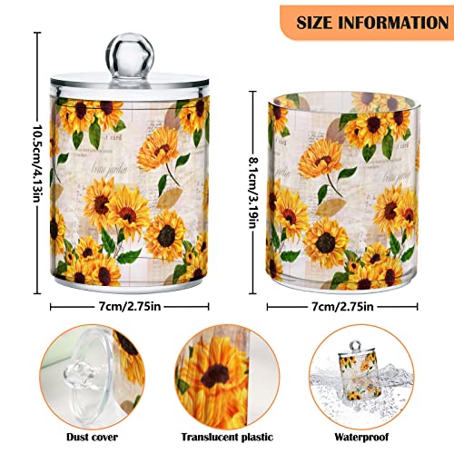 Sletend Plastic Qtips Holder Sunflower Letter Bathroom Container Storage Holder Vanity Canister Jar for Cotton Swabs,Bath Salts,Makeup Sponges,Hair Accessories