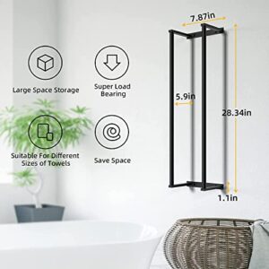 Kasxerku Towel Racks for Bathroom Wall Mounted, Stainless Steel Bath Towel Holder Wall Towel Rack for Rolled Towels, Modern Small Space Bathroom Towel Storage, Frosted Black Bathroom Organizer