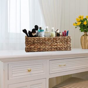 Toilet Paper Basket Natural Woven Bathroom Storage Organizer Basket Wicker Decorative Toilet Roll Holder Tank Basket(Water Hyacinth)