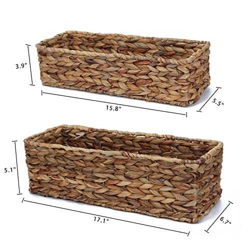 Toilet Paper Basket Natural Woven Bathroom Storage Organizer Basket Wicker Decorative Toilet Roll Holder Tank Basket(Water Hyacinth)