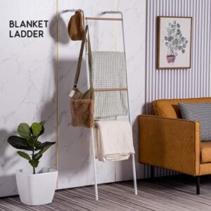 YOUDENOVA Blanket Ladder, 4-Layer Towel Ladder for Bathroom, Throw Blanket Ladder for Living Room, White