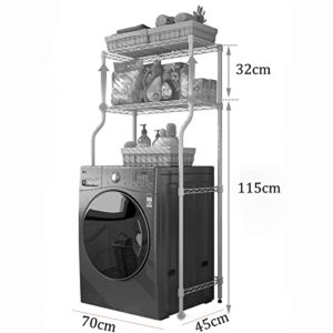 PHULJHADI Washer Storage Frames for Over Toilet,Bathroom Tower Shelf Bathroom Rack,2-Tier Over Washinghine Storage Rack Metal Behind The Toilet Shelving Unit Expandable Laundry Room Washer Dryer/Blac