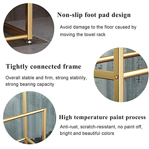 Modern Floor Free Standing Towel Rack Bathroom 4-Bar Towel Holder Stands with Rust-Resistant Finish Gold Towel Rails to Hang Towels Clothing and More