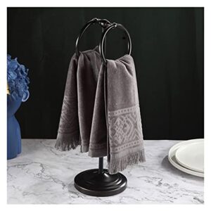 ZHKD 304 Stainless Steel Towel Rack Holder Stand with 2 Hanging Rings for Bathroom Vanity Countertops - Space Saving Hand Towel Holder,Chrome