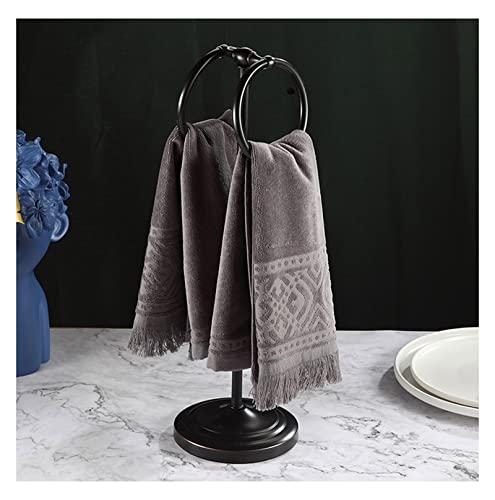 ZHKD 304 Stainless Steel Towel Rack Holder Stand with 2 Hanging Rings for Bathroom Vanity Countertops - Space Saving Hand Towel Holder,Chrome