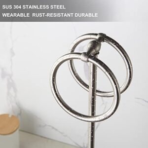 ZHKD 304 Stainless Steel Towel Rack Holder Stand with 2 Hanging Rings for Bathroom Vanity Countertops - Space Saving Hand Towel Holder,Chrome