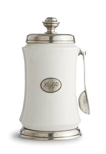 Arte Italica Tuscan Coffee Canister with Spoon, White