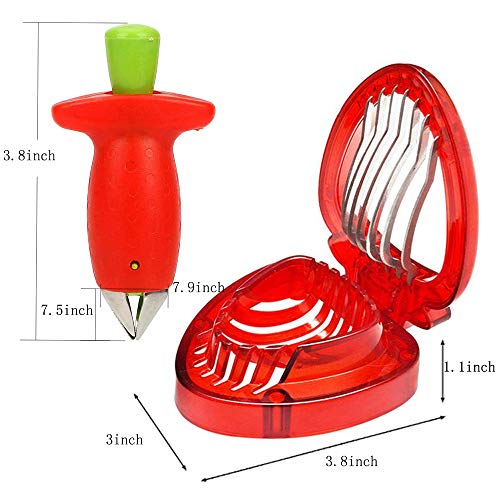 Strawberry Huller Stem Remover and Strawberry Slicer Set,Potatoes Pineapples Carrots Tomato Corer Slicer Cherry Pitter,Fruit Picker Stalks Tools,Stainless Steel Blade Kitchen Tools and Gadgets