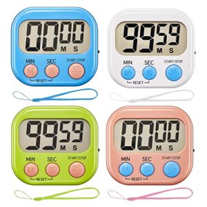 timers,classroom timer for kids,kitchen timer for cooking,egg timer,magnetic digital clock timer for teacher,study,exercise,oven,cook,baking,desk - 4 pack