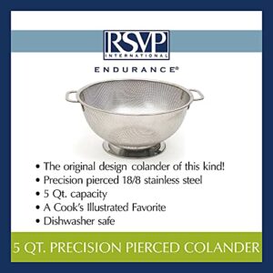 RSVP International International Endurance Stainless Steel Precision Pierced Colander, 5-Quart (Punch-5)