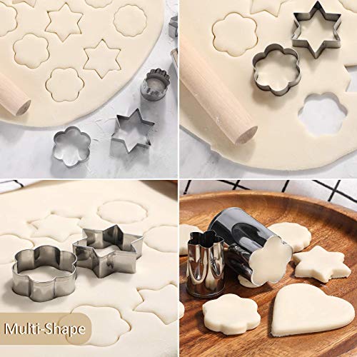 Oneleaf Stainless Steel Cutter Shapes Set,20pcs,Vegetable,Fruit,Mini Pie,Doughnut/Donut,Sandwich,Biscuits,Cookie Metal Easter Fun Cutter Model,For Baking&Decorative Food,Kids,Christmas Holiday Party…