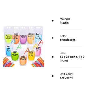 30 Sets Drink Pouches with Straws Colorful Adult Drink Bags Zipper Party Beverage Pouches Funny Drink Pouches Novelty Juice Party Pouches Translucent Stand-up Plastic Bags for Adults