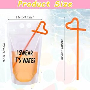 30 Sets Drink Pouches with Straws Colorful Adult Drink Bags Zipper Party Beverage Pouches Funny Drink Pouches Novelty Juice Party Pouches Translucent Stand-up Plastic Bags for Adults