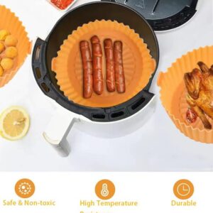 Air Fryer Silicone Pot 2 Pack, Reusable Air Fryer Liner, Fit 2-3 QT, Air Fryer Oven Accessories, Flammable Parchment Liner Replacement.(Blue Orange)