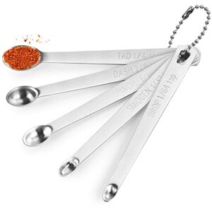 5 pcs mini measuring spoons set, stainless steel small measuring spoons tad 1/4 tsp, dash 1/8 tsp, pinch 1/16 tsp, smidgen 1/32 tsp, drop 1/64 tsp for home kitchen baking cooking gifts