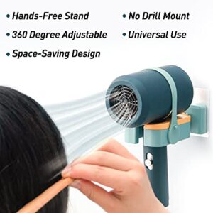 TangJZ 180-degree Rotatable Hair Dryer Holder, Hair Dryer Holder Wall Mounted, Bathroom Storage, Easy Installation and Convenient 1PC (Green with Yellow)