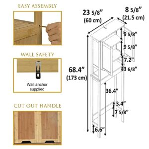 EVIDECO Mahe Free Standing Over The Toilet Space Saver Cabinet Bamboo