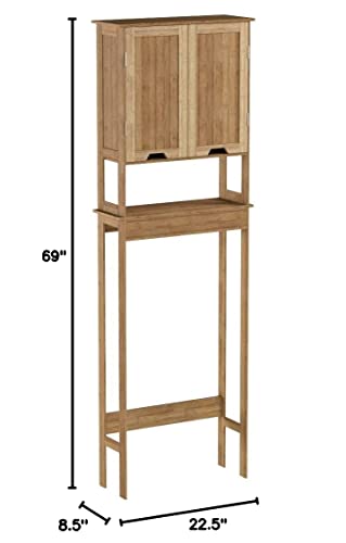 EVIDECO Mahe Free Standing Over The Toilet Space Saver Cabinet Bamboo