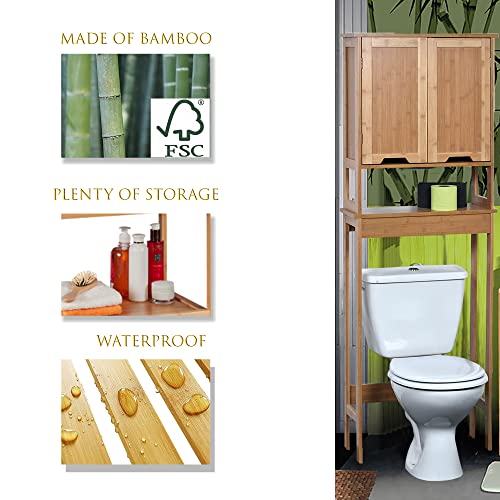 EVIDECO Mahe Free Standing Over The Toilet Space Saver Cabinet Bamboo