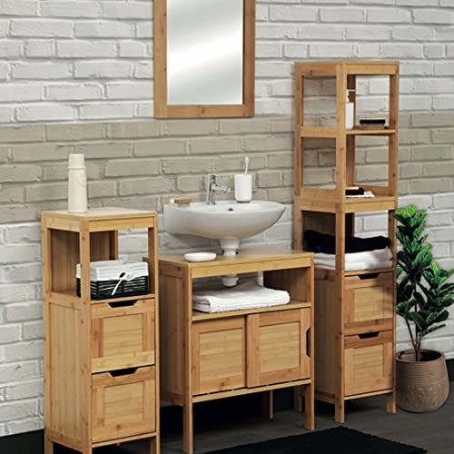 EVIDECO Mahe Free Standing Over The Toilet Space Saver Cabinet Bamboo