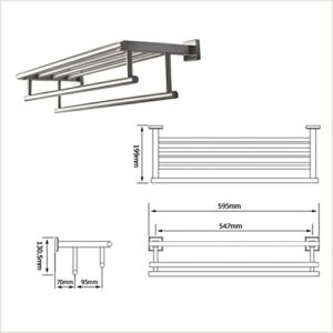 Premium Modern Double Hanging Quadruple Towel Bar Rack w/Square Base (24 Inches)- Polished and Shiny, Stainless Steel, Water and Rust Proof, Wall Mounted, Easy to Install, Top of The line Rack