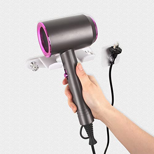 Hair Dryer Holder Wall Mounted, Acrylic Blow Dryer Holder Rack for Dyson Supersonic Hair Dryer (White)