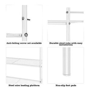 fusehome Over The Toilet Storage Rack, 3 Tier Over The Toilet Bathroom Organizer Shelf, Freestanding Space Saver Toilet Stands with 4 Hooks