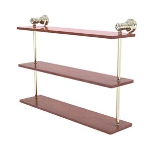 allied brass cc-5-22-irw carolina crystal collection 22 inch triple wood shelf, polished nickel