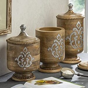 Wood and Metal Inlay Medium Heritage Collection Canister