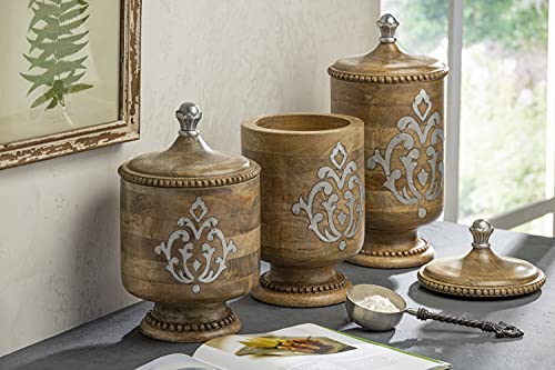 Wood and Metal Inlay Medium Heritage Collection Canister