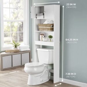 White 23 in. W Bathroom Space Saver Cabinet with 3 Fixed Shelves, Over The Toilet Storage, LB568