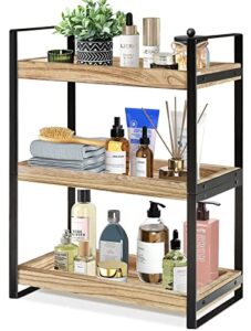 3-tier bathroom organizer countertop, wood bathroom trays vanity organizer for counter, makeup shelf perfume organizer standing rack, countertop storage shelf for bathroom kitchen office