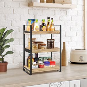 3-Tier Bathroom Organizer Countertop, Wood Bathroom Trays Vanity Organizer for Counter, Makeup Shelf Perfume Organizer Standing Rack, Countertop Storage Shelf for Bathroom Kitchen Office