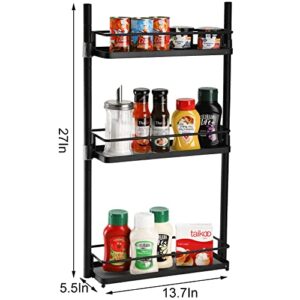 WUWEOT 3-Tier Tall Bathroom Countertop Organizer, Kitchen Spice Rack Vanity Tray Cosmetic Organizer, Black Standing Shelf for Bathroom, Kitchen, Living Room, Bedroom, Dressing Table