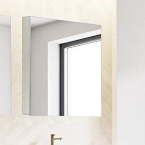 Bathroom Medicine Cabinet, Aluminum, Recessed/Surface Mount, 24" x 24", Right/Left Hinged, Mirrored Interior