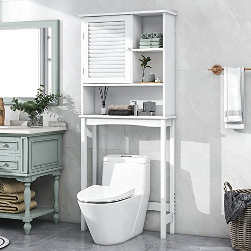 Teeker Home Over-The-Toilet Shelf Bathroom Storage Space Saver with Adjustable Shelf Collect Cabinet