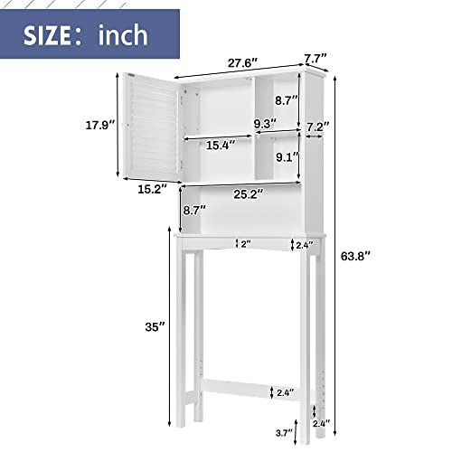 Teeker Home Over-The-Toilet Shelf Bathroom Storage Space Saver with Adjustable Shelf Collect Cabinet