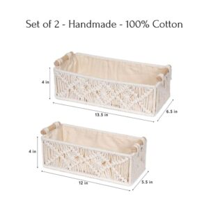 HARPER ROWS Macrame Storage Baskets for Decorative Boho Bathroom - Toilet Paper & Toilet Tank Basket Organizer - Kitchen Pantry Organization Bins - Baby Gift, Nursery Decor – Cute & Durable (Set of 2)