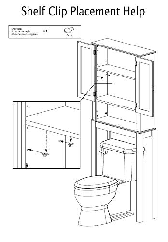 Zenna Home Classic Over-The-Toilet Spacesaver Bathroom Storage with Glass Windows, White