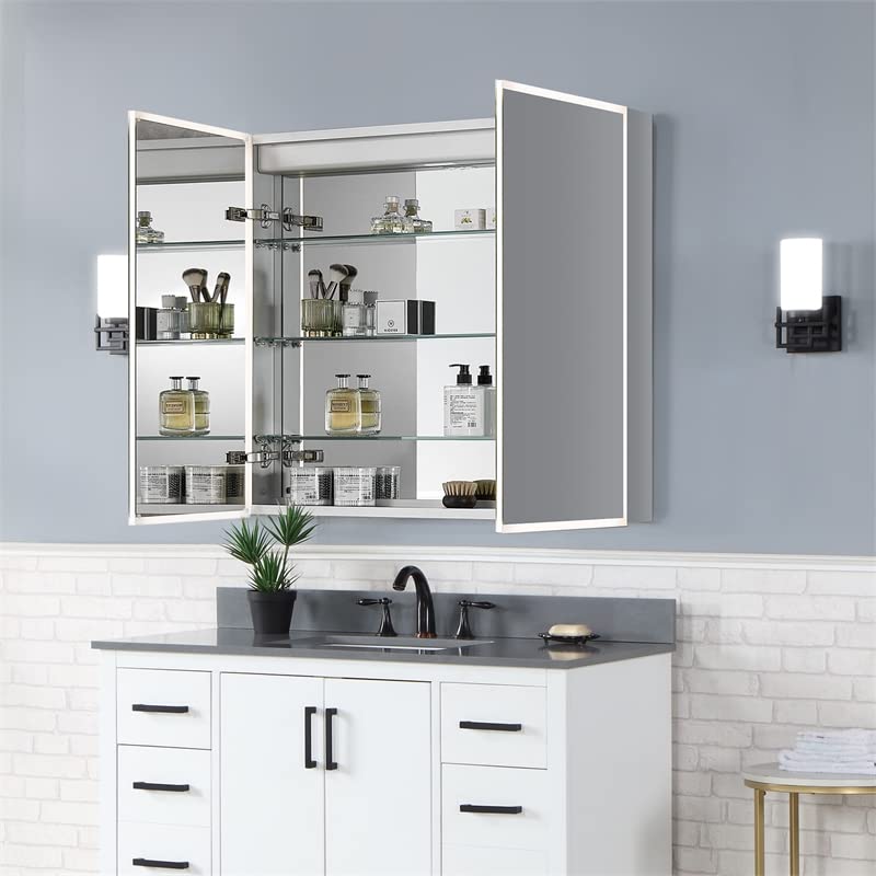 Altair Design Carsoli 36" Clear Glass Surface-Mount/Recessed LED Mirror Medicine Cabinet