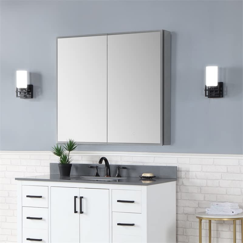 Altair Design Carsoli 36" Clear Glass Surface-Mount/Recessed LED Mirror Medicine Cabinet