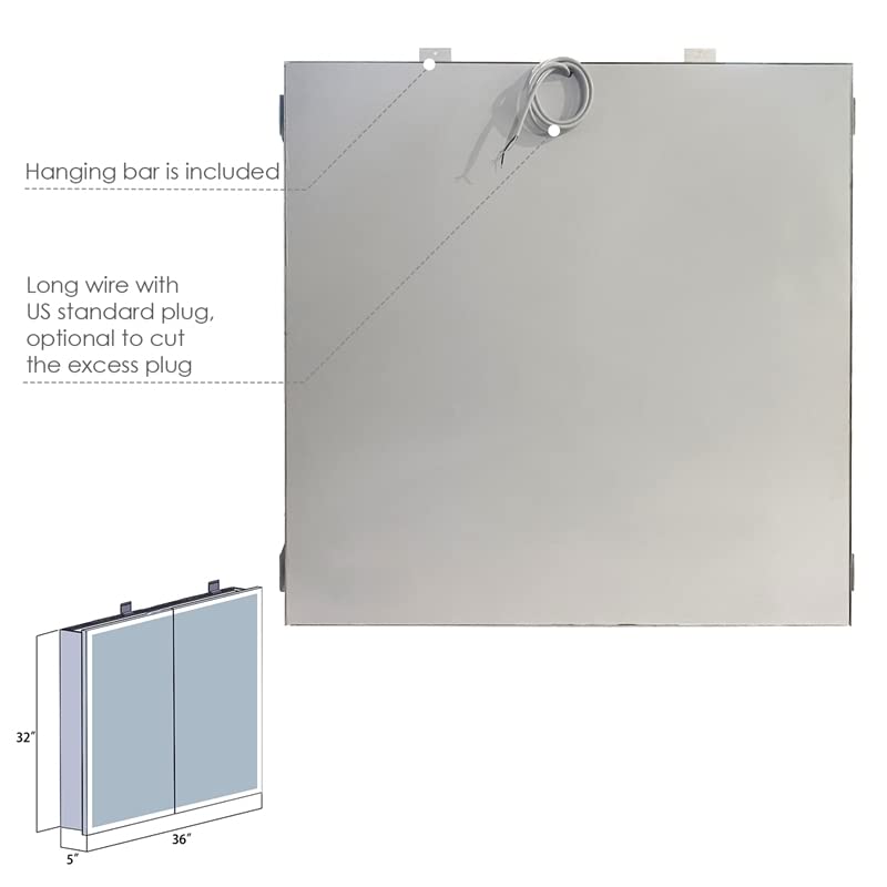 Altair Design Carsoli 36" Clear Glass Surface-Mount/Recessed LED Mirror Medicine Cabinet