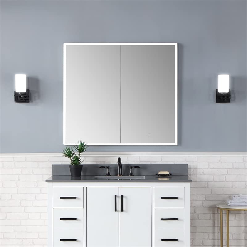 Altair Design Carsoli 36" Clear Glass Surface-Mount/Recessed LED Mirror Medicine Cabinet