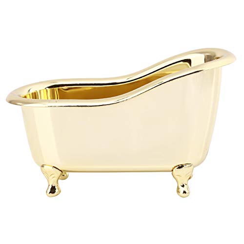 LIUCM Mini Bathtub Sundries Storage Box, Makeup Organizer Container Desktop Storage Bathroom Accessories,Golden