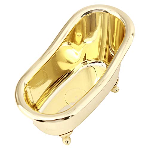 LIUCM Mini Bathtub Sundries Storage Box, Makeup Organizer Container Desktop Storage Bathroom Accessories,Golden