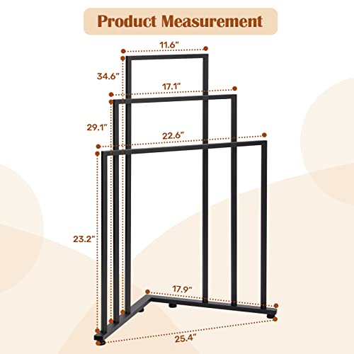 MATICO 3 Tier Metal Towel Storage Rack for Bathroom Drying, Modern Industrial Freestanding Washcloth Towel Holder for Bathroom Accessories Organizer, Black